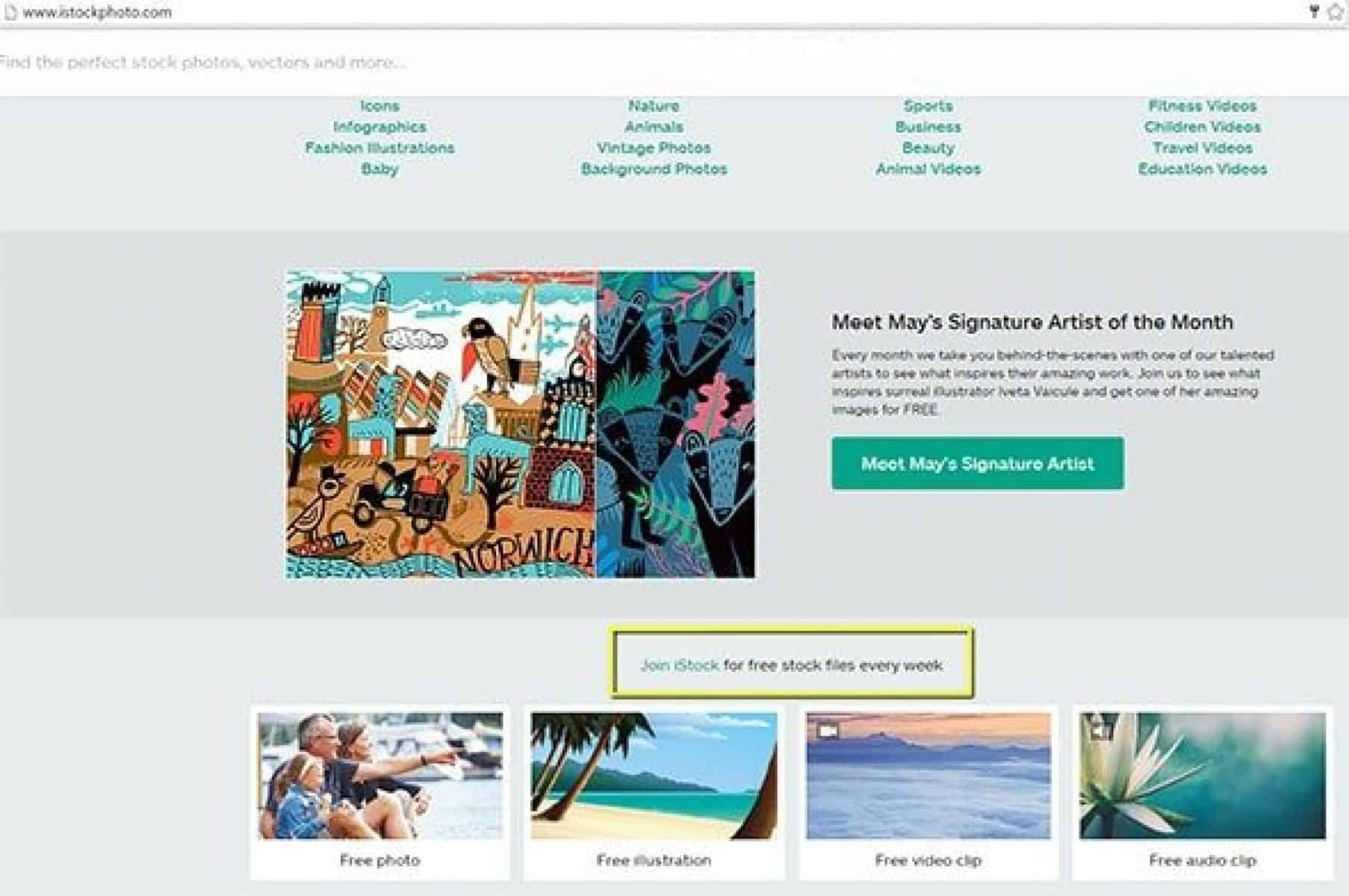 How can I get free photos from iStock?
